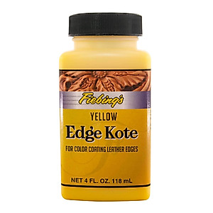 Fiebing's Edge Kote (4oz, Yellow) - Leather Edge Paint for Shoes, Furniture, Purses, Couches, Belts - Flexible, Water Resistant, Semi Gloss Color Coating Leather Dye to Protect Natural Edges