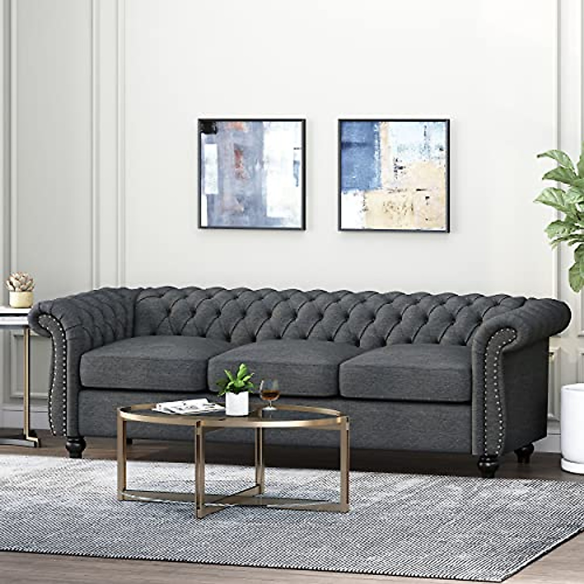 Christopher Knight Home Parksley Sofas, Charcoal + Dark Brown