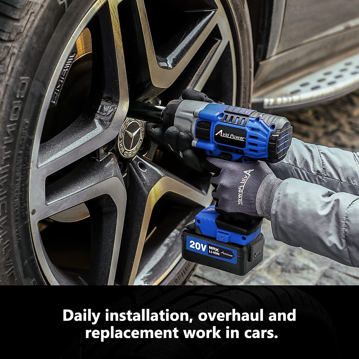 AVID POWER 20V Cordless Angle Grinder w/4.0A Battery & Fast Charger Bundle with 20V Cordless Impact Wrench w/Max Torque 330 ft lbs (450N.m)