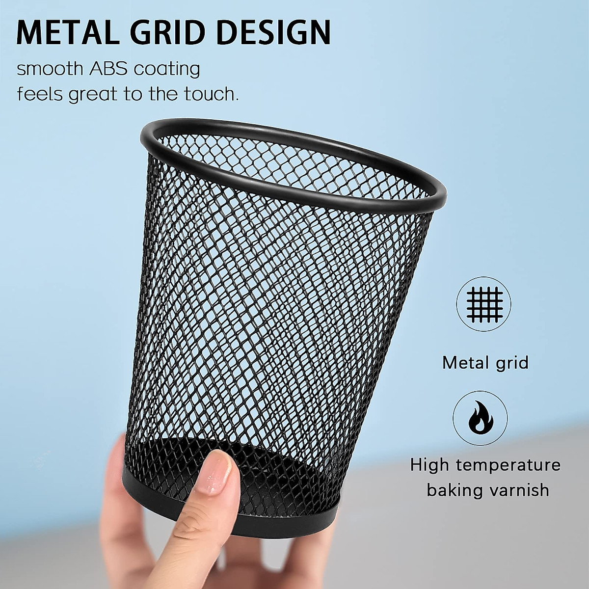 Gwybkq Pen Holder for Desk Mesh Pen Cups Metal Pencil Holder 12 Packs Desk Organizers and Storage