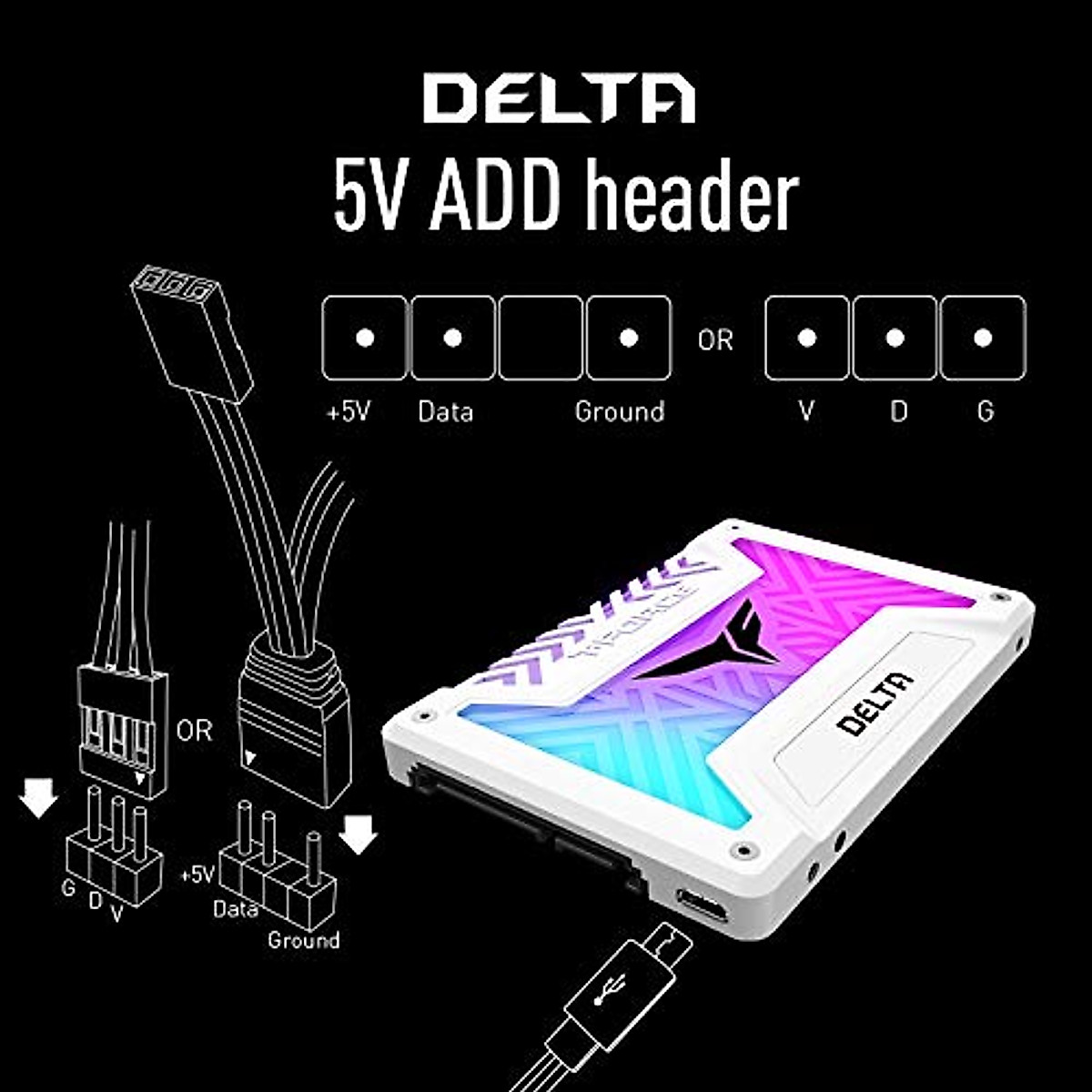 TEAMGROUP T-Force Delta RGB SSD Lite (Dramless) 1TB with 3D NAND 2.5 Inch SATA III Internal Solid State Drive (R/W Speed up to 550/500 MB/s) Black - T253TR001T3C323
