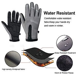 Winter Cycling Gloves for Men Women,Thermal Full Finger Bike Warm Gloves - Touch Screen Padded Bike Glove Water Resistant Windproof Anti-Slip for Running,Biking,Driving,Hiking,Mountaineering,Workout
