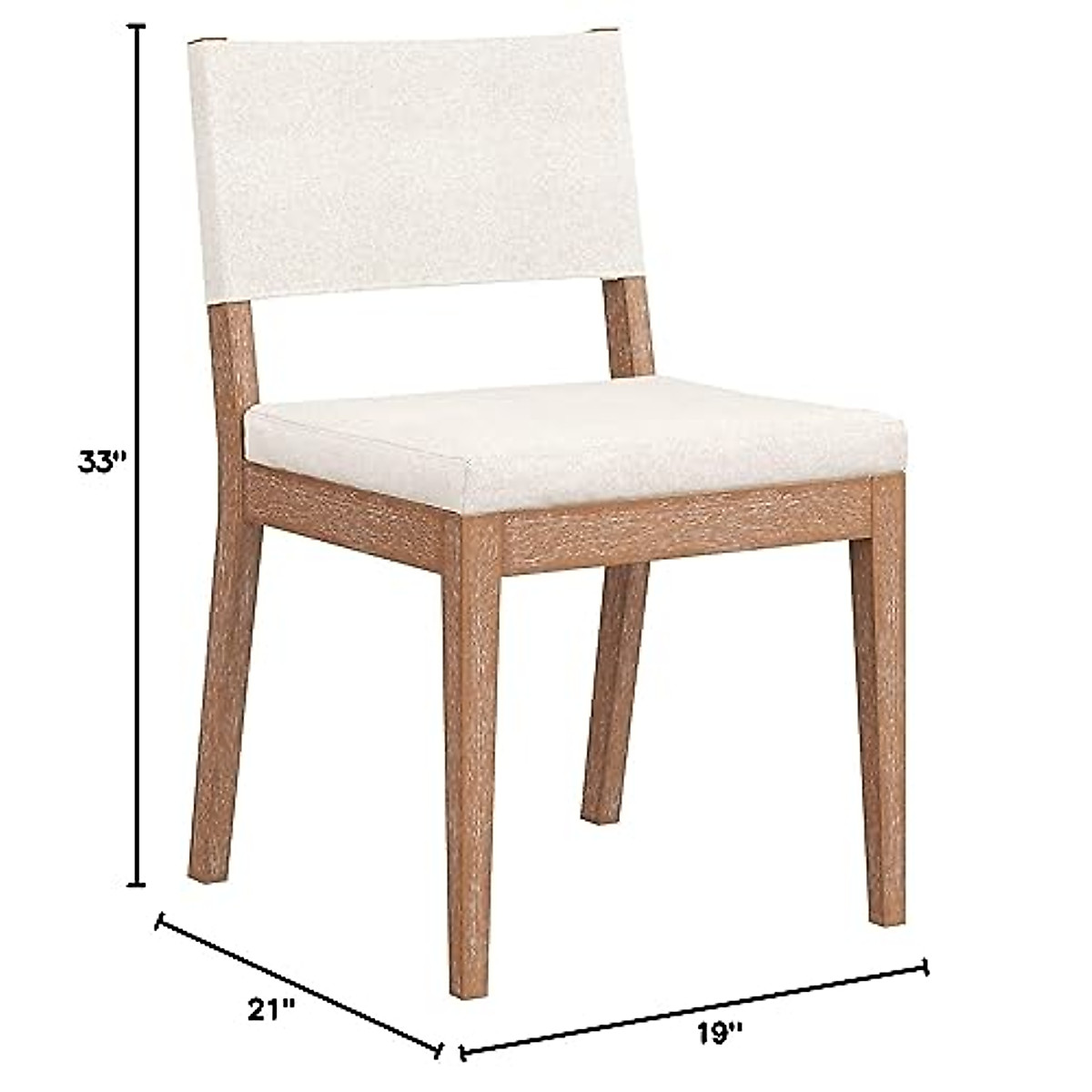 Nathan James Linus Modern Upholstered Dining Chair with Solid Rubberwood Legs in a Wire-Brushed Light Brown Finish, Natural Flax/Brown
