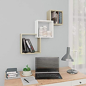 vidaXL CD Cube Wall Shelf, Bookshelf Wall Mountable Metal CD DVD Storage Rack,Wall Mount Display Rack for Bedroom, Living Room, Bathroom, Kitchen, Office