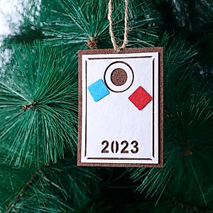 Cornhole Xmas Gift for Toss Lover, Sport Lover, Cornhole Felt Ornament | 2023 Ornament | Sport Ornament (1)