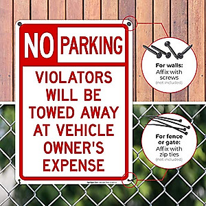 No Parking Sign, Violators Will be Towed10x14 Inches, Rust Free .040 Aluminum, Fade Resistant, Made in USA by Sigo Signs