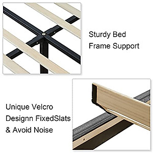Molblly Queen Bed Frame Upholstered Platform with Headboard and Strong Wooden Slats,Non-Slip and Noise-Free,No Box Spring Needed, Easy Assembly,Light Gray