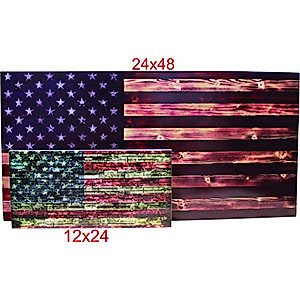 BackYardGamesUSA Premium Wood Wall Art Decor - PATRIOTIC Flags - 24x48 or 12x24, Ready to Hang Home Decor Picture for Living Room (Rustic Wood Flag, 24x48)