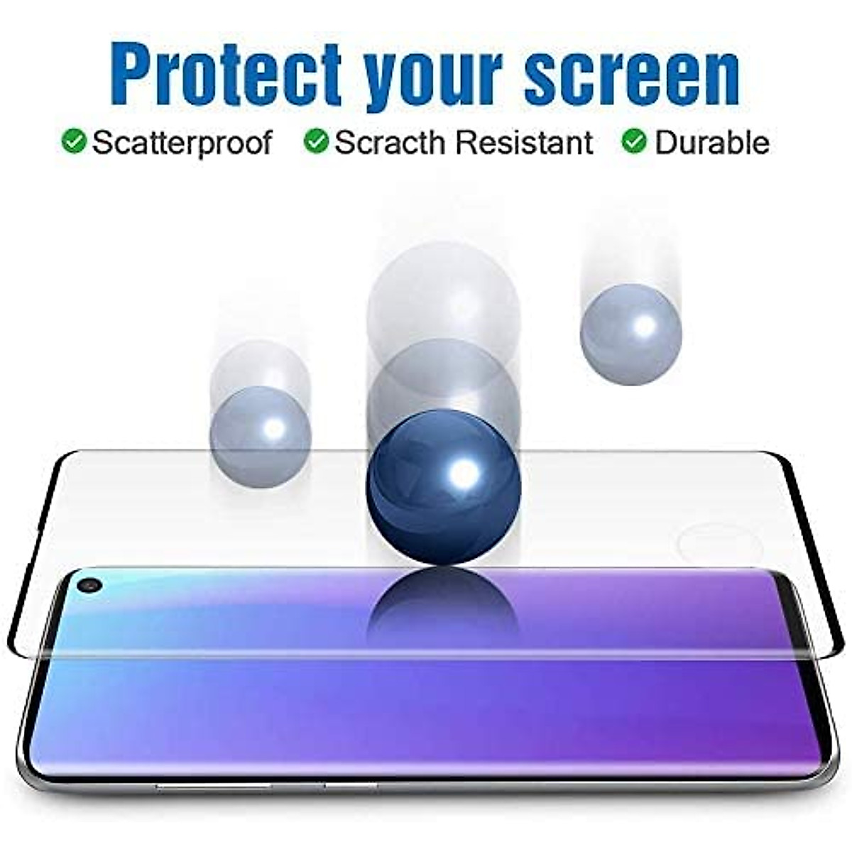 ToneGod 2 Pack Galaxy S10 Screen Protector, [Bubble Free] [High Definition] Anti-Scratch [Case Friendly] 3D Curved Screen Protector Compatible Galaxy S10