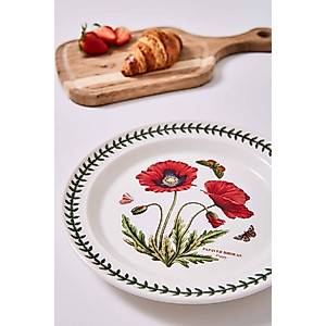 Portmeirion Botanic Garden Collection Coupe Plate | 6 Inch Round Plate with Poppy Motif | Made from Porcelain | Dishwasher, Freezer, and Microwave Safe