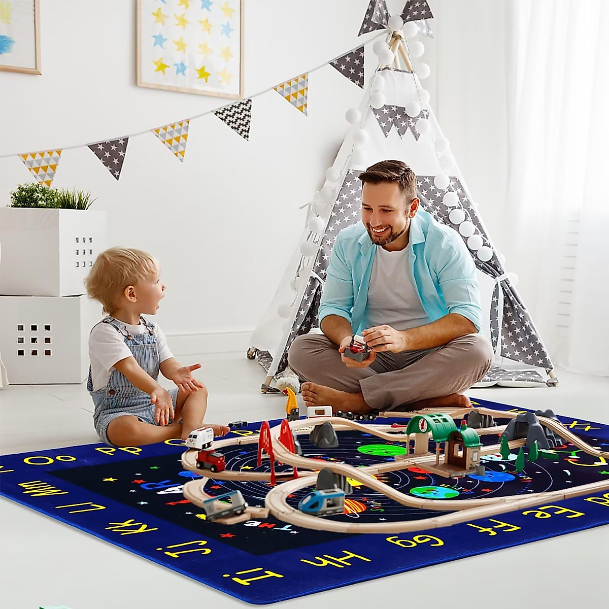 NANAN Kids Rug 5x7 Kids Room Rugs for Bedroom Carpet Kids Educational Rug Extra Large Soft Crawling Play Mat for Children Toddlers Classroom Playroom Alphabet Nursery Area Rug