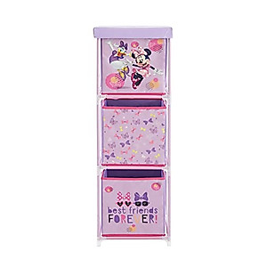 Idea Nuova Disney Minnie Mouse 3 Tier Fabric Storage Organizer with 3 Cubes and Removable Lid