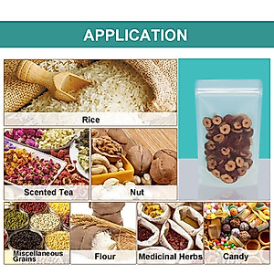 50 Pack Matte Frosted Clear Zipper Food Bags, MYANGHAOT Stand Up Pouch Bag Resealable Stand Up Candy Bags, Snack Food Tea Packing Dried Fruit Pouches (5.51" x 7.87")