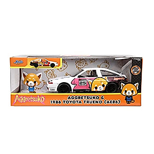 Jada Toys Sanrio 1:24 1986 Toyota Trueno (AE86) Die-cast Car & Aggretsuko Figure, Toys for Kids and Adults (33725)