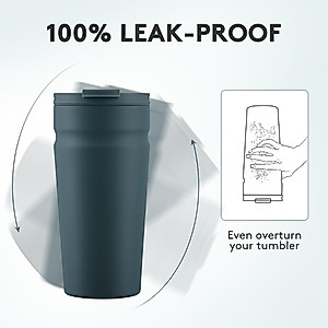 COKTIK 20oz Insulated Tumbler with Lid and Straw 2 Lids (Straw/Flip) Iced Coffee Cup Reusable Stainless Steel Travel Mug Water Bottle Cupholder Friendly for Women Men Her Him (Twilight Fog)