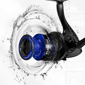 Piscifun Flame Spinning Reels, Lightweight 9+1BB Ultra Smooth Spinning Fishing Reels, Carbon Fiber 19.8Lbs Max Drag, 2000, Blue