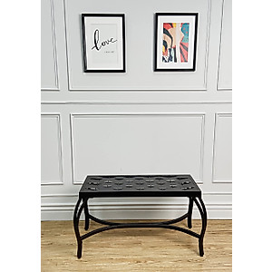 Mango Steam Free Standing Patio Garden Weave Bench, Metal Charcoal Black