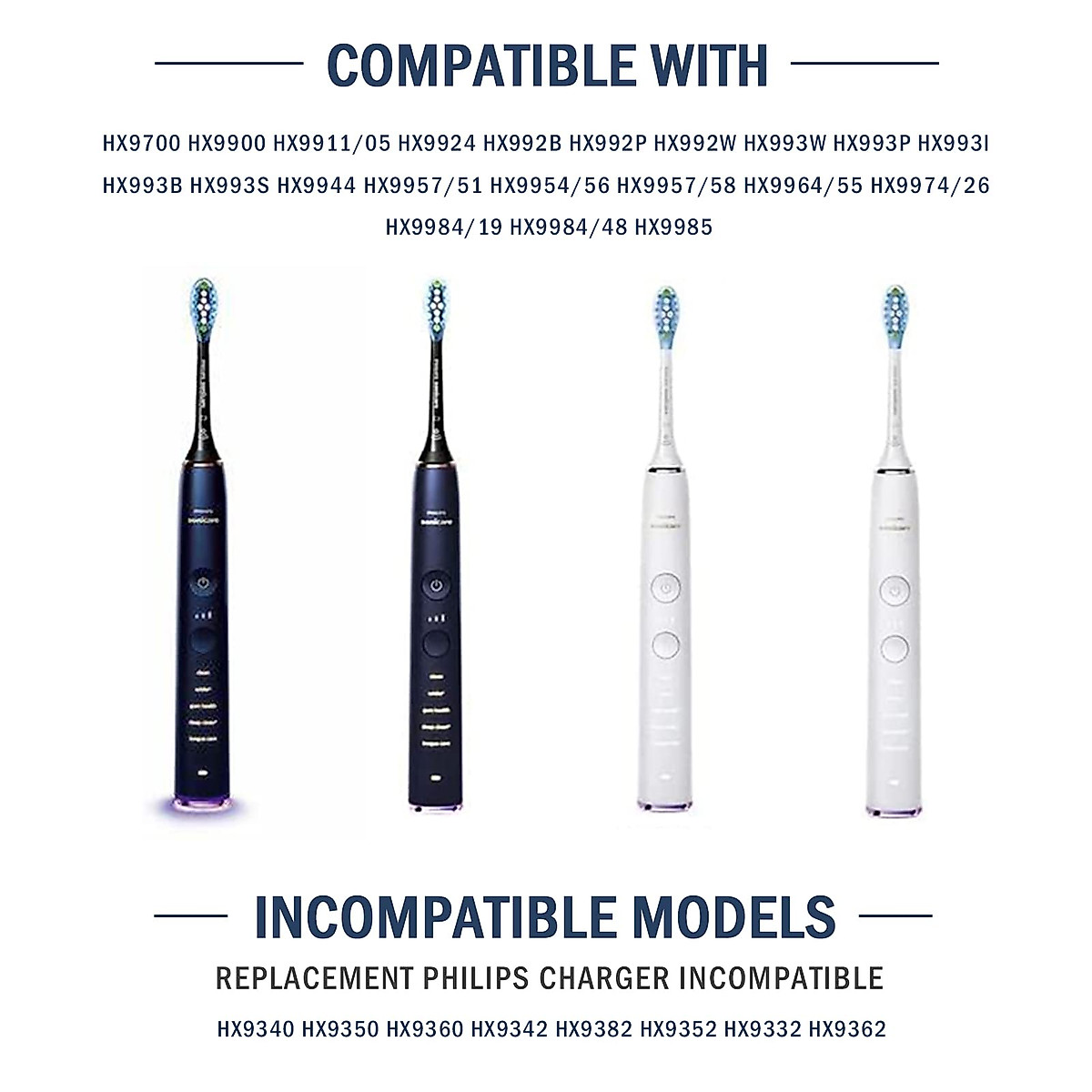 Adeglas for Philips Toothbrush for Philips Sonicare Diamond Clean Toothbrush HX99 Charger Compatible with HX9901 HX9903 HX9924 HX9954 HX9957 HX9984 HX992W HX993B