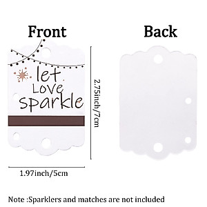 100pcs Cute Wedding Sparkler Tags with Match Holder and Striker Let Love Sparkle Send Off,Pearl White