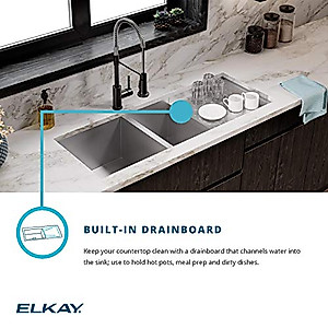 Elkay Crosstown EFU471810DBT 60/40 Double Bowl Undermount Stainless Steel Sink with Drainboard