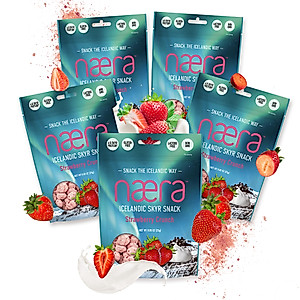 Næra Icelandic - 5-Pack Strawberry (Icelandic Skyr) Crunch Protein Snacks, GMO-Free, Gluten-Free Protein Snacks, Lactose-Free Individual Snacks, Snacks for Adults & Kids, (0.88 oz ea)