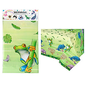 WERNNSAI Reptile Party Tablecloth - 1 PC Birthday Party Decorations 54’’ x 108’’ Disposable Table Covers for Kids Boys Party Family Dinner Camping Snakes Turtles Lizards Party Supplies