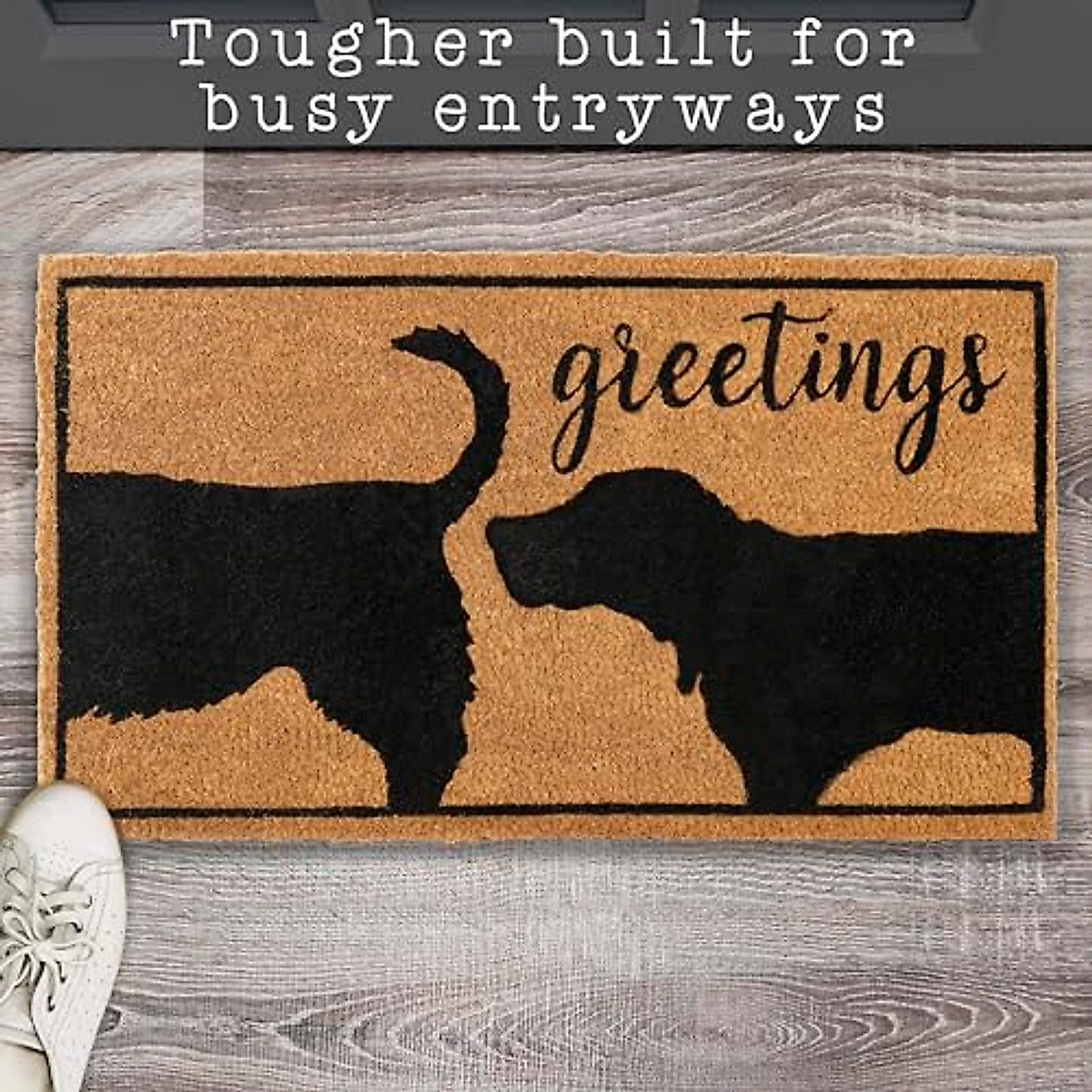 MAINEVENT Funny Dog Greetings Dog Door Mat 30x17 Inch, Funny Dog Welcome Mat, Welcome Mat Dog, Dog Front Door Mat, Dogs Welcome Coir Mat, Dogs Welcome Door Mat, Dogs Welcome Entrance Mat Doormat