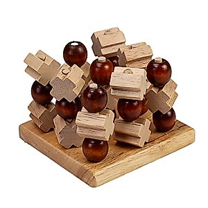 STERLING Games 3D Tic Tac Toe Wooden Strategy Game for Kids & Adults, A Brain Teaser and Classic Family Tic Tac Toe Puzzle Game