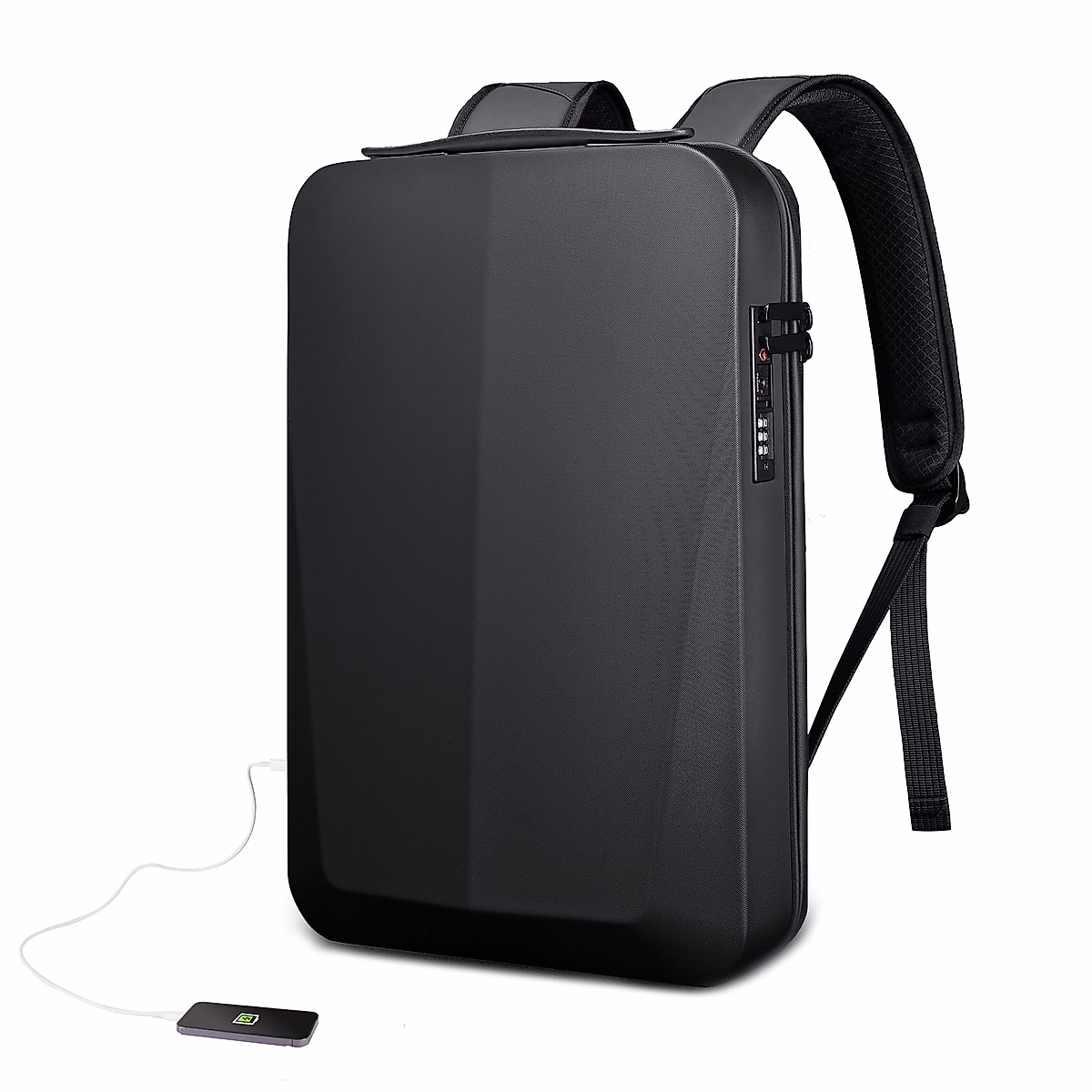 Refutuna Anti Theft Laptop Backpack for Men, Hardshell Waterproof TSA Lock Gaming Computer Backpack with USB Port, Fit 16/15.6 Inch Hard Shell Business Bookbag (black)