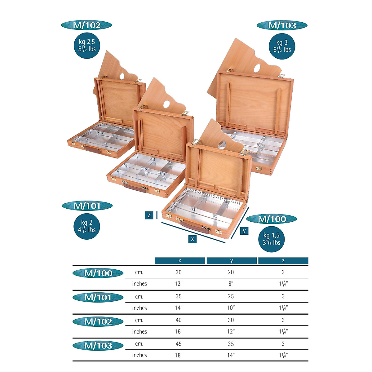 Mabef Beechwood Sketch Boxes, 10"x14" (MBM-101)