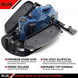 JFIT Under Desk and Stand Up Mini Elliptical/Stepper w/Adjustable Angle, Navy/Black