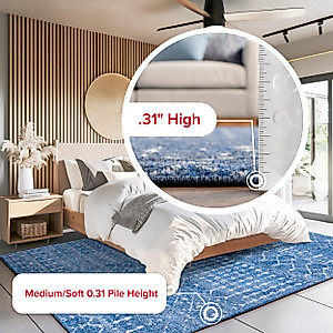 nuLOOM 2x3 Moroccan Blythe Area Rug, Dark Blue, Faded Bohemian Design, Stain Resistant, For Bedroom, Dining Room, Living Room, Hallway, Office, Kitchen, Entryway