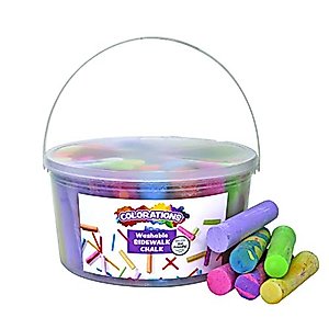 Colorations Sidewalk Chalk for Kids – 50pc 4” x 1” Washable, Bright Colored Chalk Set – Fun Kid Art Colors & Patterns – Draw on Classroom Chalkboard or Outdoor Playground – Jumbo Sidewalk Chalk Bulk