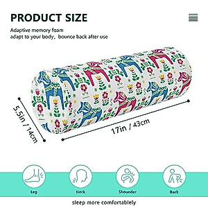 Vnurnrn Swedish Folk Horse Neck Support Pillow Round Neck Roll Bolster Cylinder Pillow Cervical Pillows Bolster Pillow for Leg Knee Back Head Support for Adults Bedroom Camp Work