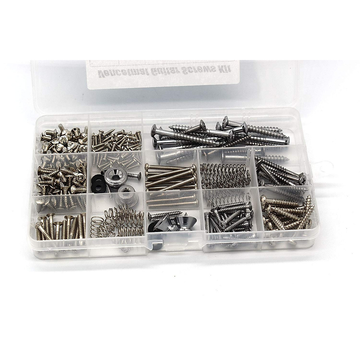 Vencetmat Guitar Screws Kit, Guitar Hardware Luthier Parts-kit for Tele/Strat/SQ,Switch,Tuner,Machine Head, Neck Plate,Pickguard,Guitar Strap End Pins,Pickup,Bridge,Guitar DIY Kit(Metric, Chrome)