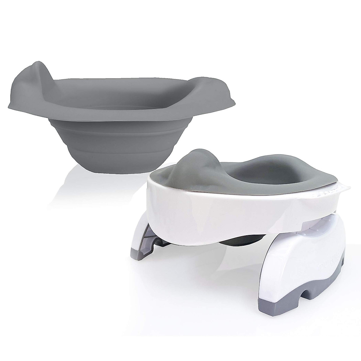 Potette Plus Premium Potty Value Pack: Kalencom 2in1 Potette Plus Premium Portable Potty and Premium Reusable Collapsible Liner for Home Use (White/Gray)