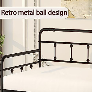 Ponsalion Daybed-Frame-Twin-Size-Metal-Day-Beds-with-Headboard - Heavy Duty Steel Slats,No Box Spring Needed,Sofa Bed for Living Room Guest Room(Black)