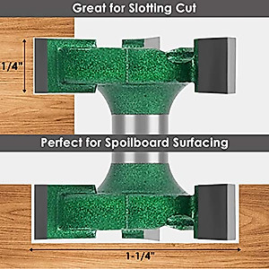 CNC Spoilboard Surfacing Router bit, 1/4'' Shank, 1-1/4'' Cut Dia, 1/4'' Cut Length, 3 Wings, Professional Woodworking Tools by KOWOOD PRO