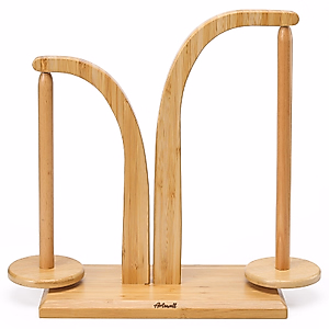 Yarn Holder for Knitting and Crocheting,Wooden Yarn Spinner with 2 Spindles by Artowell,an Ideal Gift for Knitting Enthusiasts Knitting,Wool Storage for Knitting Lovers in Original Bamboo Color