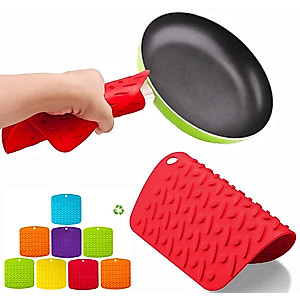 BHMBKCT Silicone Pot Holders, Trivet Mat, Hot Pad, Jar Opener, Pot Spoon Rests, Non Slip, Set of 8 (6.8 x 7 inch)…