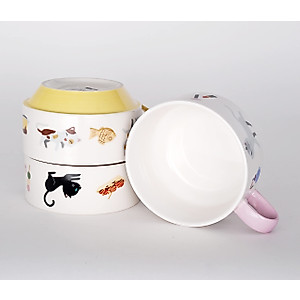 Fuji Merchandise Genki Cats Stackebale Coffee Cups With Handle 11 fl oz Kitten Neko Design (Runa)