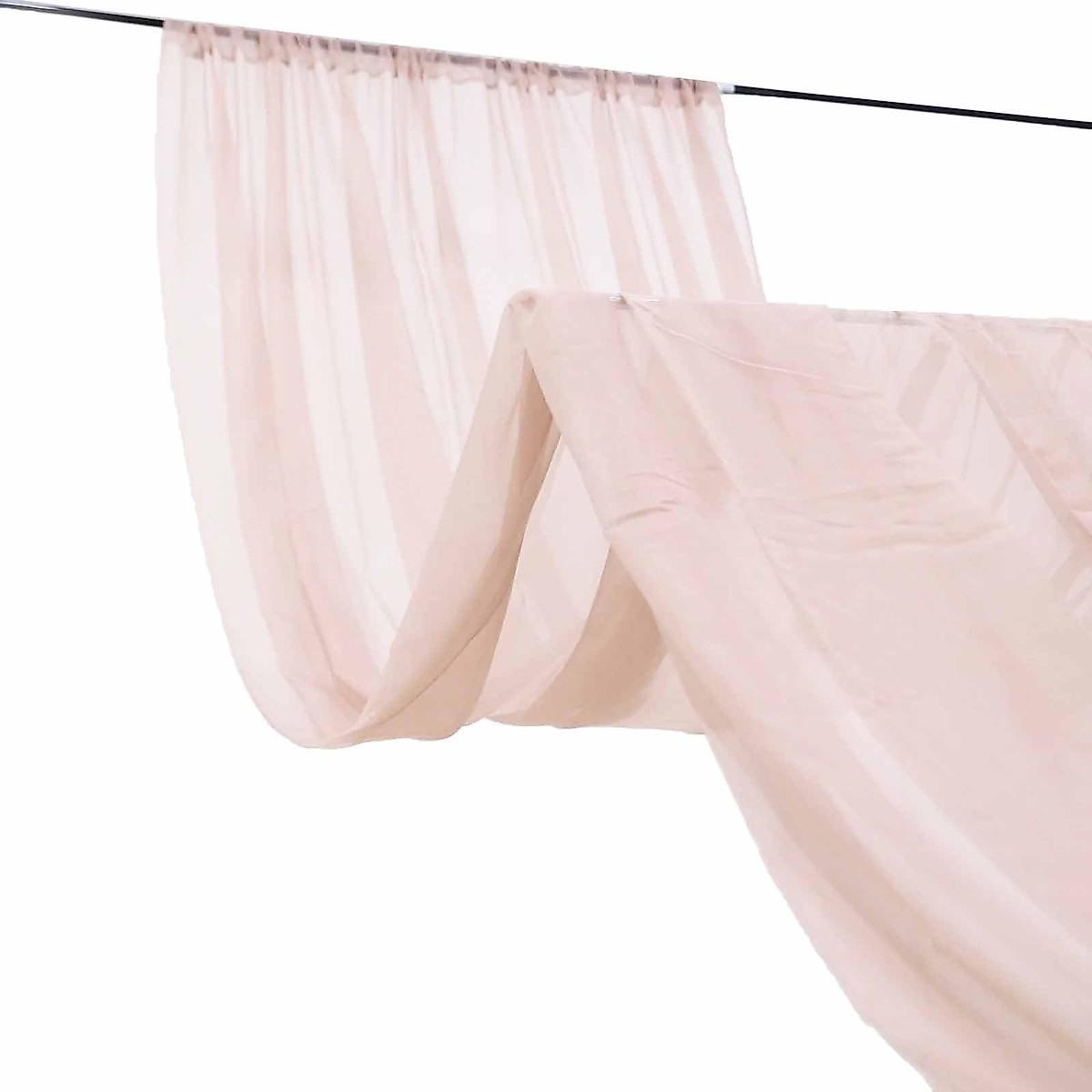 5x32 feet Rose Gold Premium Chiffon Sheer Curtain Panel Ceiling Backdrop Drape Wedding Party Events Reception Supplies