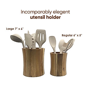 The Pretty Turtle Bamboo Kitchen Counter Utensil Crock Holder Caddy (Acacia) (RH9016)