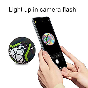 GLOS Glow Reflective Size5 Soft Leather Soccer Ball-Light Up in Camera Flash,for Adults. (Neon, Size 5)