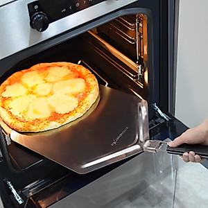 KitchenStar Stainless Steel Pizza Peel with Folding Handle (13 x 16.5 Inches) for Oven Pizza Turning, Placement and Retrieving - Professional Baking Tools Series
