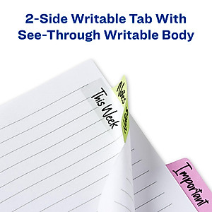 Avery Margin Ultra Tabs, 2.5" x 1", 2-Side Writable, Assorted Pastel Colors, 48 Repositionable Tabs (74867)