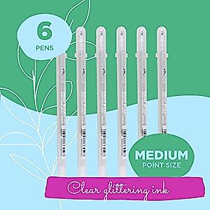 SAKURA Gelly Roll Stardust Clear Glitter Gel Pens - Bold Point Ink Pen for Lettering, Drawing, Invitations, & Stationery - Clear Ink - Bold Line - 6 Pack