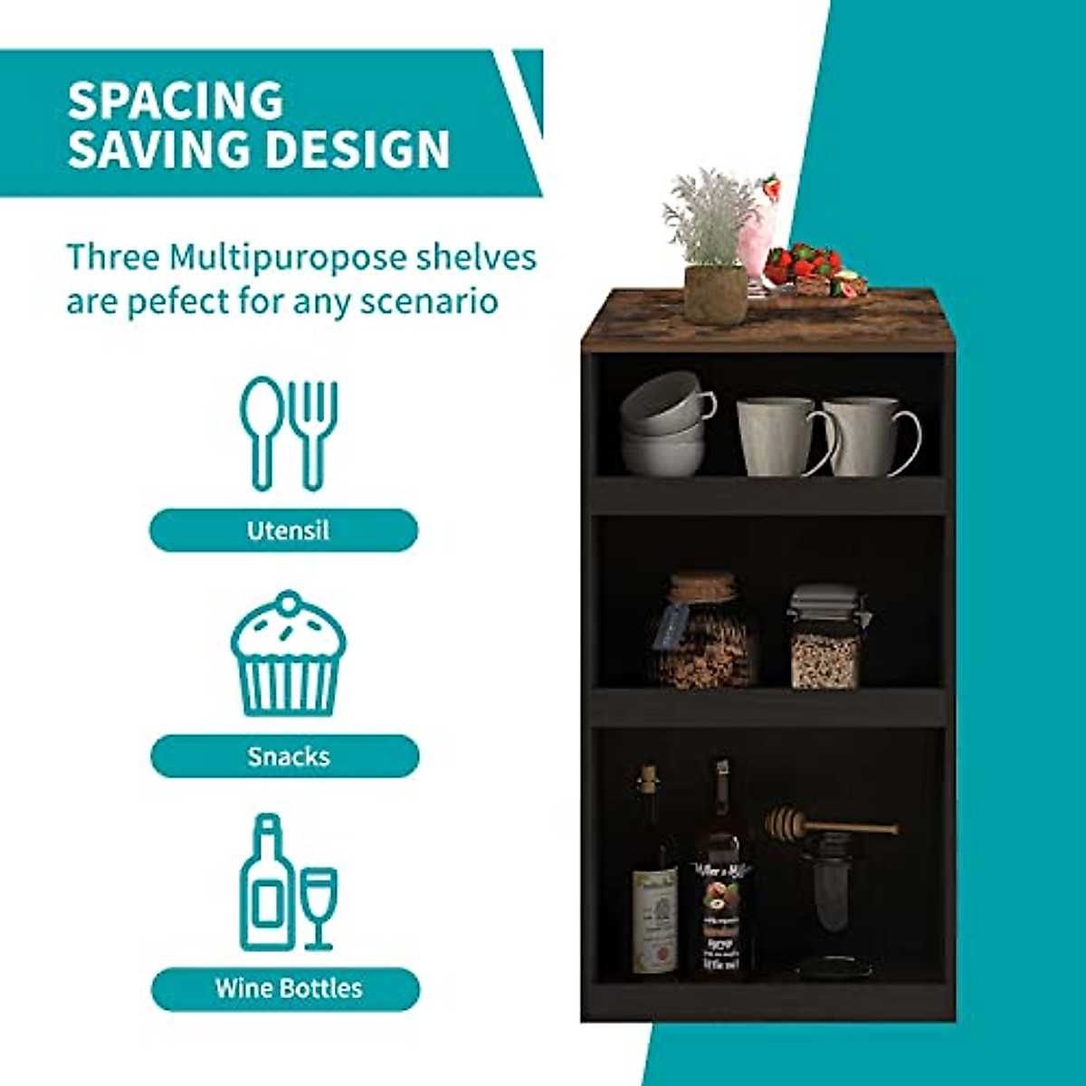 BALUS 3-Piece Dining Table Set for 2 with 3 Storage Shelves, Counter Height Dining Table Set with 2 Barstools for Kitchen, 35.4 Inch Bar Table and Chairs Set, Sturdy Metal Frame, Thicken Wood Top