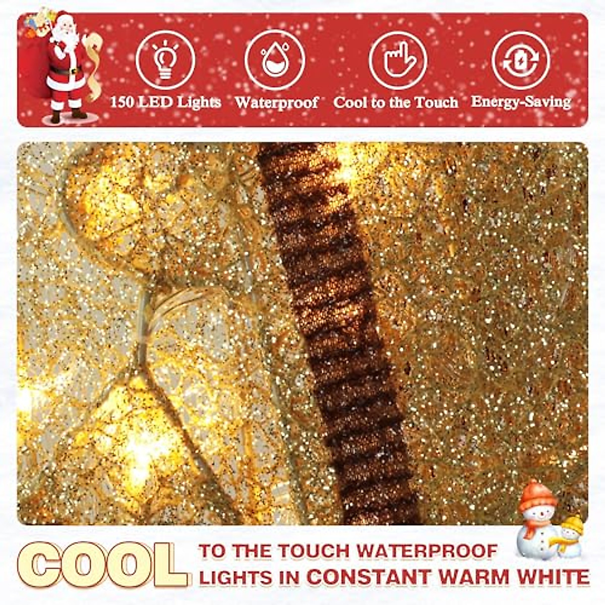 MUPATER Lighted Outdoor Christmas Decoration Nativity Scene, Lighted Christmas Yard Decor Set for Lawn and Home Holiday Party with Lights, Zip Ties and Ground Stakes, Gold