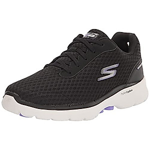 Skechers Women's GO Walk 6-Venecia Sneaker, Black/Lavender, 8
